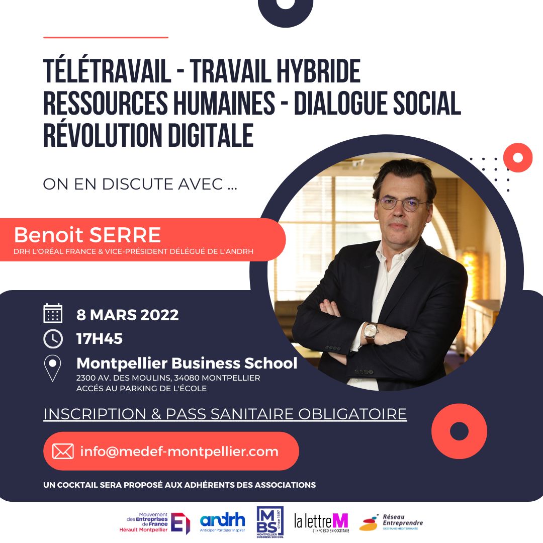 Conférence avec Benoit Serre : Télétravail, Travail hybride, Ressources humaines, Dialogue ...