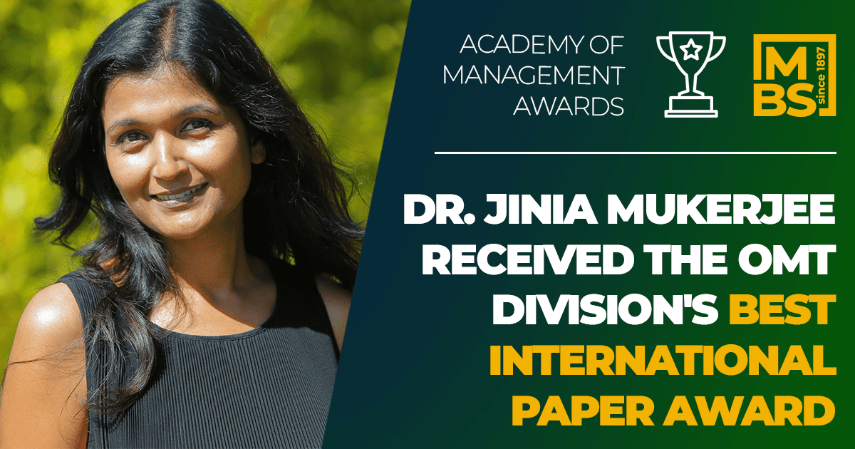 Dr. Jinia Mukerjee of Montpellier Business School received the OMT ...